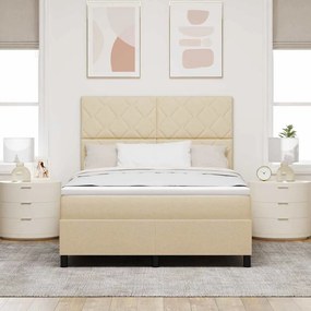Postel s boxspringem s čelo Krémová 160 x 200 cm textil 3339481