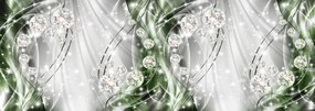 Fototapeta - Abstraktní, diamanty, stříbro a smaragd (254x184 cm)