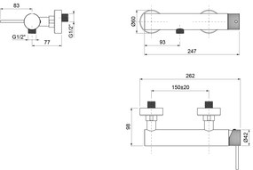 Sapho Ultrasan sprchová baterie nástěnná 150 mm černá matná chrom UT011VBC