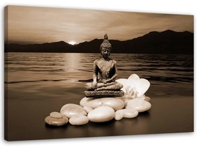 Gario Obraz na plátně Buddha na kamenech - černobílý Rozměry: 60 x 40 cm