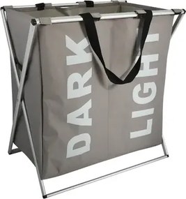 MSV koš na prádlo DARK LIGHT šedo-hnědý / polyester, hliník / 2 přihrá