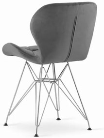 Sametová židle Paris šedá se stříbrnými nohami