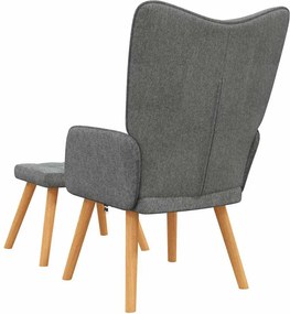 Relaxační křeslo se stoličkou tmavě šedé textil 327931