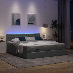 Osmanský rám postele s matrací tmavě šedý 200x200cm textil 3312872