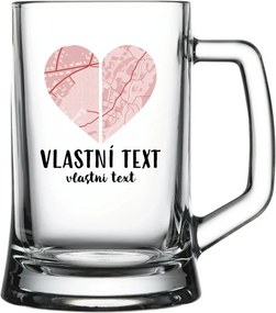 Personalizovaná pivní sklenice - Dvě místa, jedno srdce
