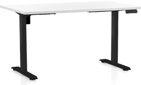 Výškově nastavitelný stůl OfficeTech B, 120 x 80 cm, černá podnož, bílá