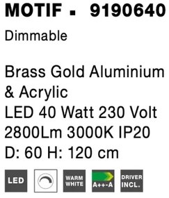 LED lustr Motif 60 zlaté stmívatelné