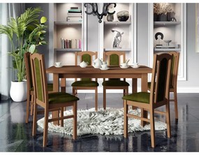 Rozkládací jídelní stůl se 6 židlemi AL06, Barva dřeva: bílá-L, Potah: Zetta 297