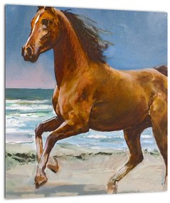Obraz koně na pláži (30x30 cm)