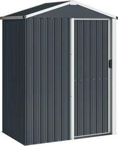 Outsunny venkovní zahradní kůlna 1,1 m² 136x87x179 cm s posuvnými dveřmi, šikmou střechou a rukavicemi, tmavě šedá