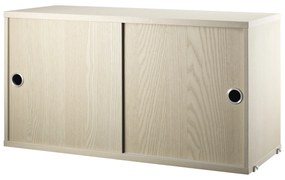 STRING Skříňka Cabinet with Sliding Doors, Ash