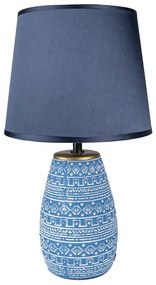 Modrá stolní lampa s keramickou základnou Etnie - Ø 20*35 cm E27/max 1*60W