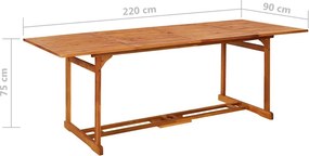 Zahradní jídelní stůl 220 x 90 x 75 cm masivní akáciové dřevo 315946