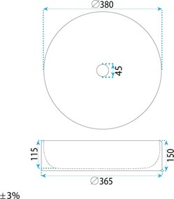 Rea Duo, umyvadlo na desku 380x380x145 mm, bílá lesklá, REA-U3602