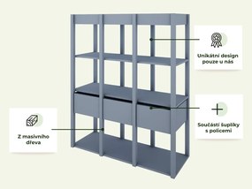 Úložný regál s policemi a šuplíky TWEENS nebesky modrý