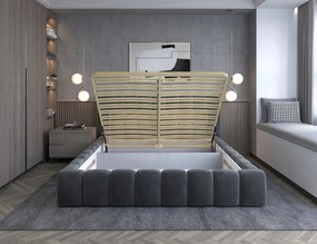 Eltap Čalouněná postel Lamica s úložným prostorem - ocel Materiál a barva potahu: Monolith 48 - žlutá, Rozměry (cm): 180x200