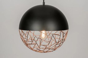 Závěsné industriální designové svítidlo nad stůl Signature Combino Nero and Copper
