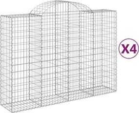 Klenuté gabionové koše 4 ks 200x50x140/160cm pozinkované železo 3146364