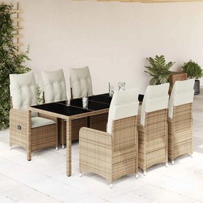7dílný zahradní bistro set s poduškami béžový polyratan 3277101
