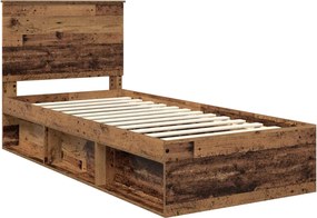 Rám postele s čelo Staré dřevo 90 x 200 cm Masivní borové dřevo 3411062