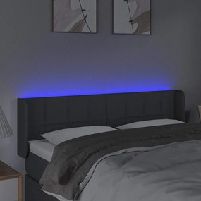 Čelo postele s LED tmavě šedé 147 x 16 x 78/88 cm textil 3123235