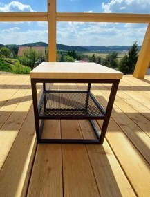 Zahradní venkovní stolek malý - deska travertin nebo mramor