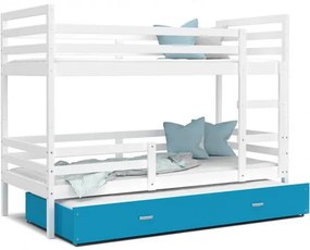 DOBRESNY Dětská patrová postel s přistýlkou JACEK 3 200x90 cm BÍLÁ-MODRÁ