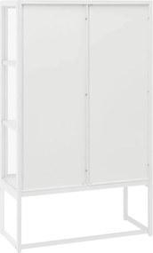Komoda bílá 80 x 35 x 135 cm ocel a tvrzené sklo 335884