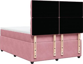 Box spring postel s matrací růžová 160x200 cm samet 3292393