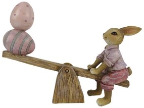 Velikonoční dekorace králíčka s vajíčky na houpačce – 16x3x12 cm