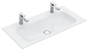 Villeroy & Boch Finion - Dvojumyvadlo 1000x500 mm, bez přepadu, 2 otvory pro baterie, CeramicPlus, alpská bílá 4164A1R1