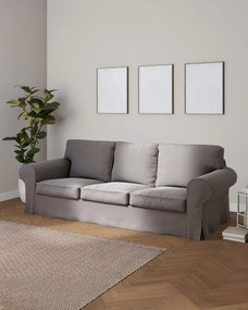 Potah na pohovku IKEA Ektorp 3-místná, nerozkládací barva šedá látka lesklé, sametová