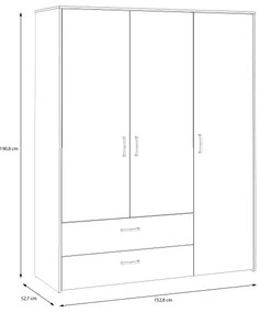 Šatní skříň URO 152x190 cm dub artisan/bílá