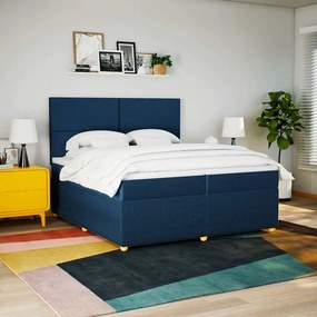 Box spring postel s matrací modrá 200x200 cm textil 3294462