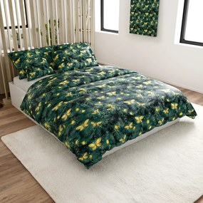 Mikroplyšové povlečení YELLOW BUTTERFLY tmavě zelené Rozměr povlečení: 70 x 90 cm | 140 x 220 cm