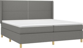 Box spring postel s matrací a LED tmavě šedá 200x200 cm textil 3138822