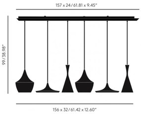 Tom Dixon Beat Range Linear závěsné světlo 6 mosaz