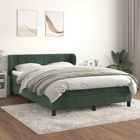 Box spring postel s matrací tmavě zelená 140x200 cm samet 3127496