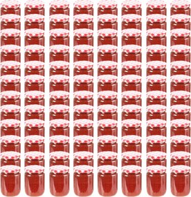 vidaXL Zavařovací sklenice se mi víčky 96 ks 230 ml [50801] Barva: bílá a červená