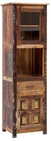 furniture-nabytek.cz - Masivní koupelnová vysoká skříňka Samira z recyklovaného dřeva, lakovaná, hnědá – 50×40×180 cm
