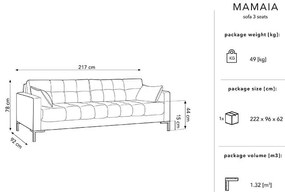 MUZZA Čtyřmístná pohovka mamaia 217 cm samet červená