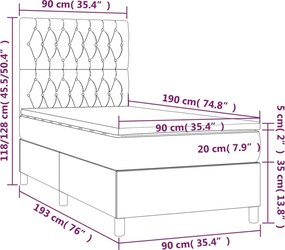 vidaXL Box spring postel s matrací 90x190 cm textil [3141982] Barva: Tmavě šedá