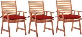 vidaXL Zahradní jídelní židle s poduškami 3 ks masivní akáciové dřevo [3064367] Barva: antracitová