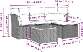 5dílná zahradní sedací souprava s poduškami béžová polyratan 3223608
