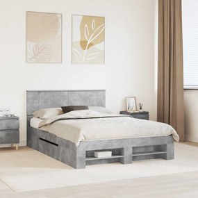 Rám postele s čelo Betonově šedá 140 x 200 cm Kompozitní dřevo 3408756