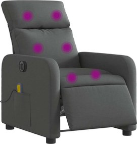 Elektrické masážní polohovací křeslo tmavě šedé textil 3206691