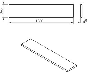 Sapho AVICE deska 180 x 36 cm old wood AV1888