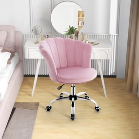 Costway Sametová kancelářská židle výškově nastavitelná s kolečky a ergonomická