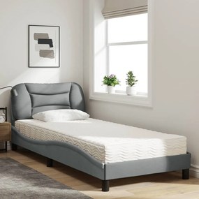 Postel s matrací Hvar světle šedá 90 x 200 cm textil 3208506