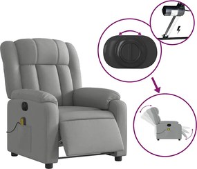 Elektrické masážní polohovací křeslo světle šedé textil 3205304